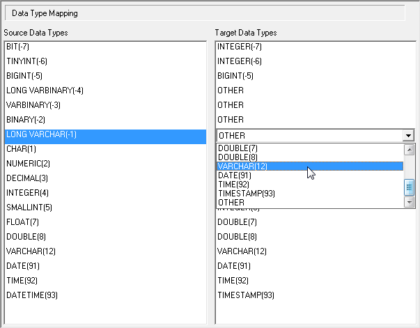 Data Type Mapping