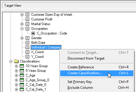 Create Classification Tables